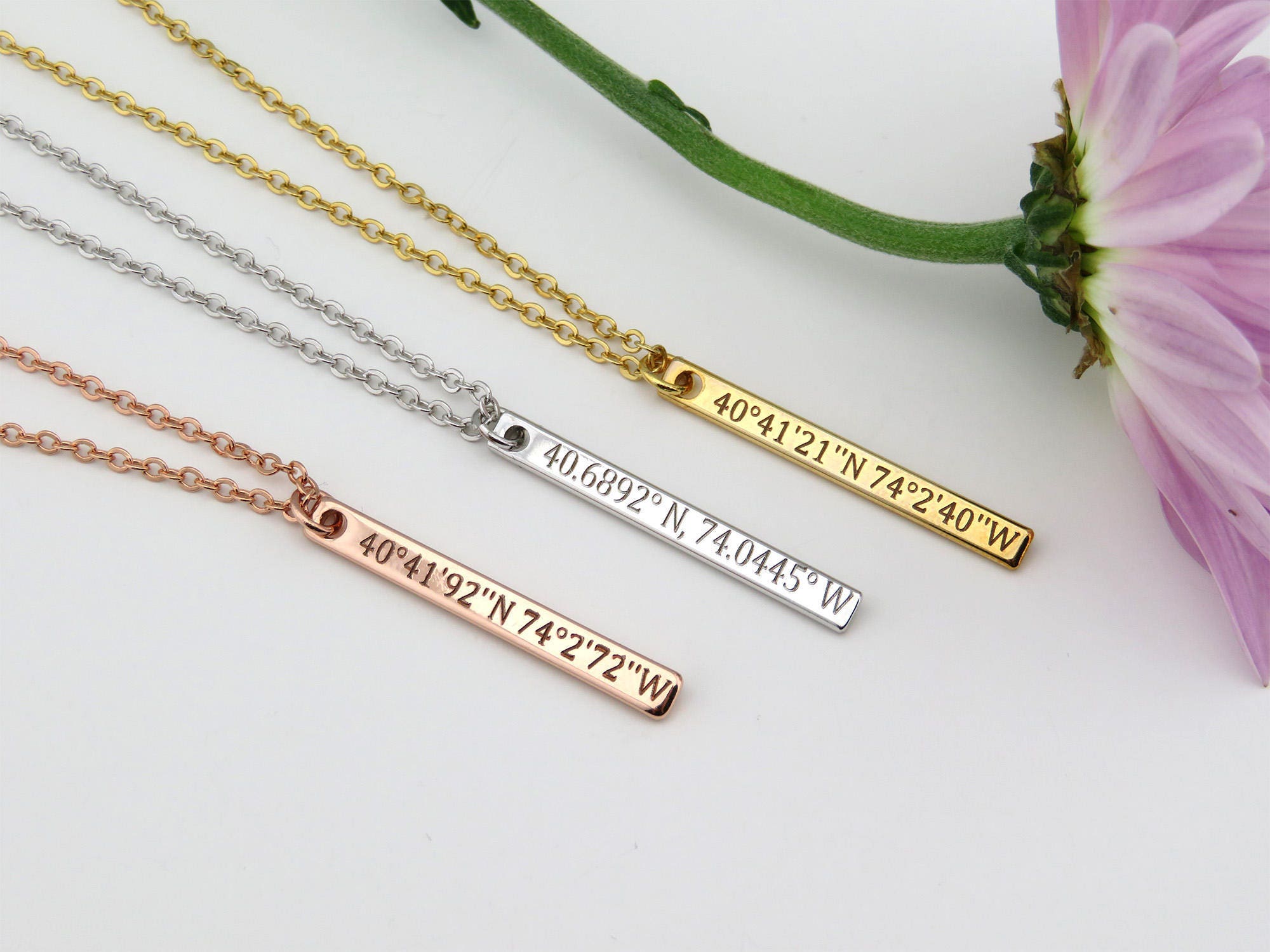 Location Necklace, Coordinates Necklace, Latitude Longitude Necklace ...