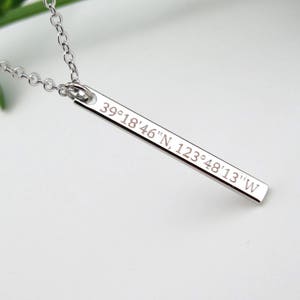 Location Necklace, Coordinates Necklace, Latitude Longitude Necklace ...