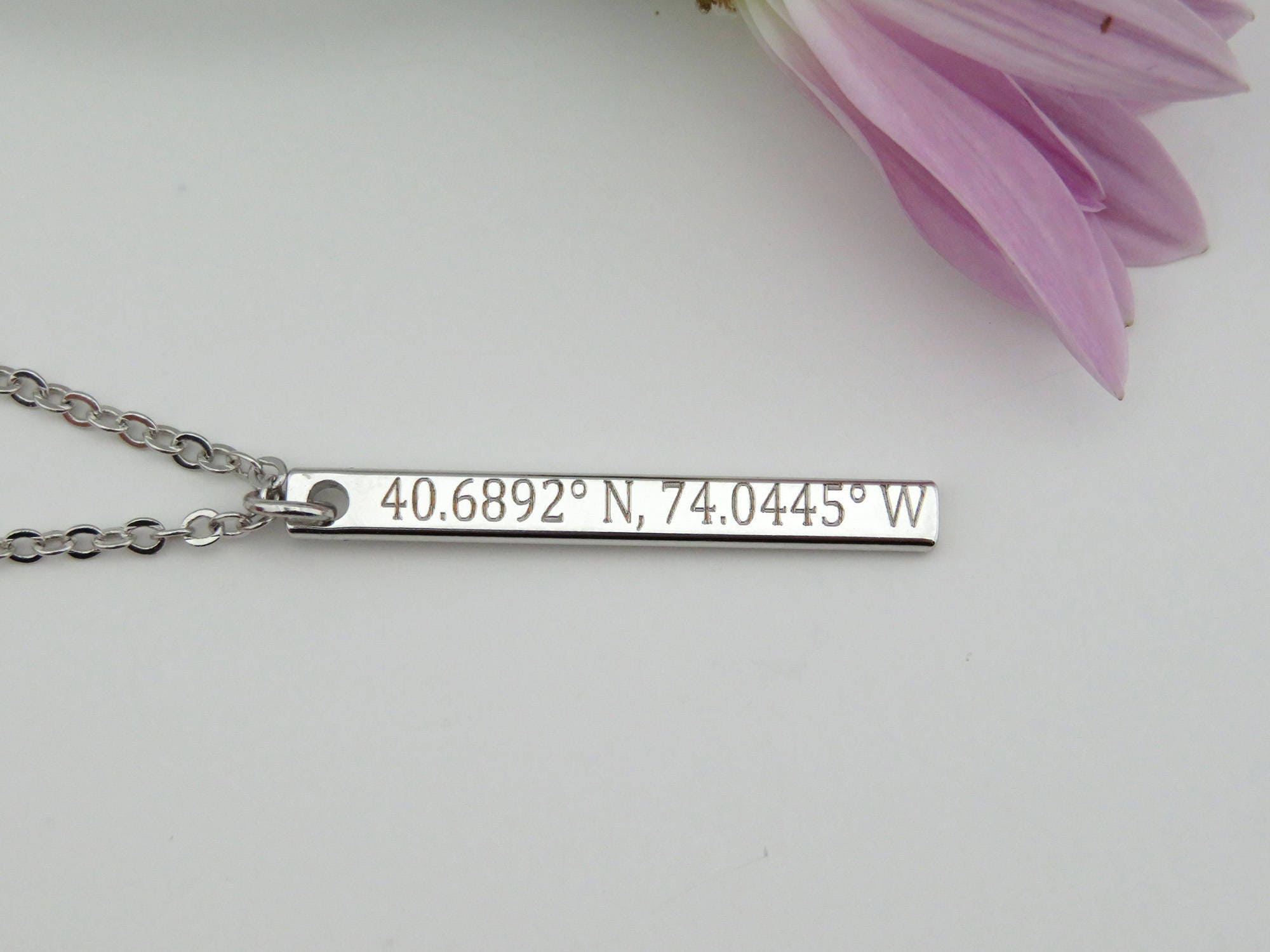 Location Necklace, Coordinates Necklace, Latitude Longitude Necklace ...