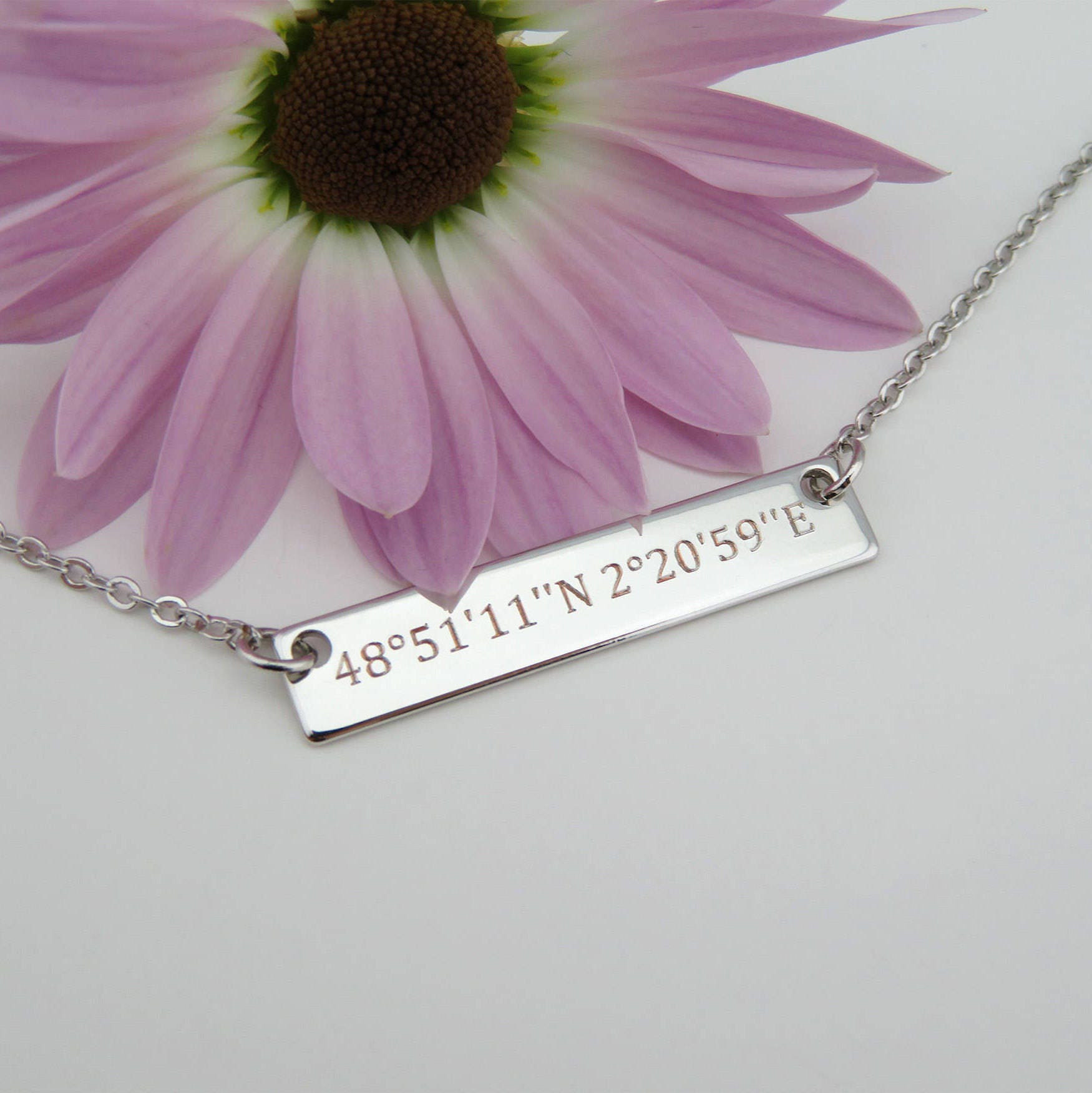 Custom Coordinates Necklace Personalized Bar Necklace - Etsy