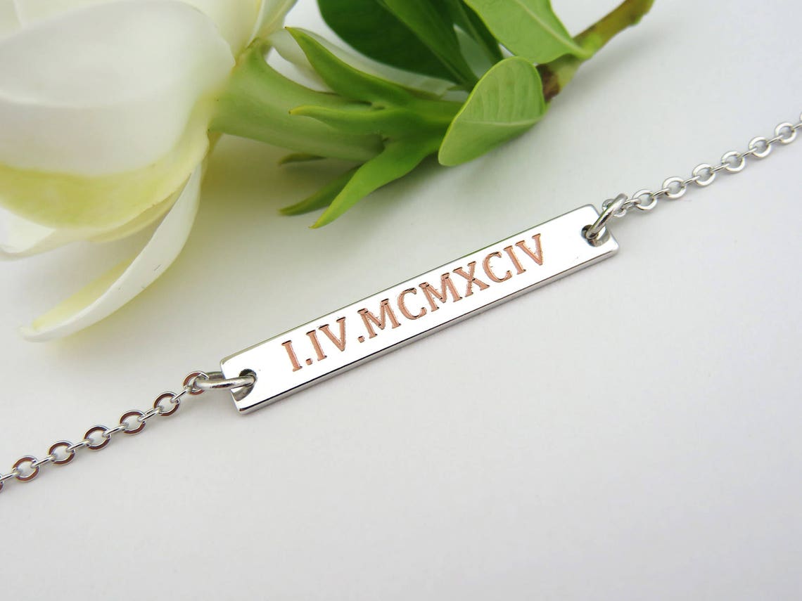 Roman Numeral Necklace Roman Numbers Custom Bar Necklace - Etsy