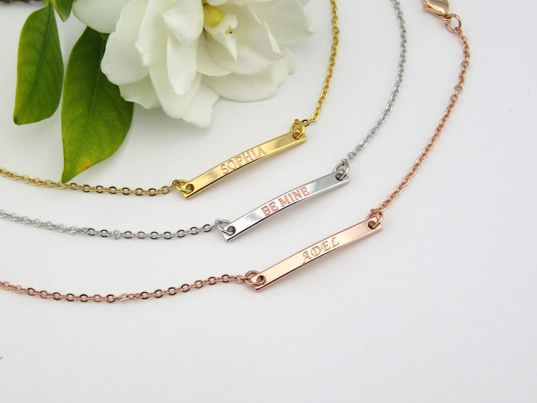 Bar Bracelet, Engraved Bracelet, Custom Bar Bracelet, Name Bracelet ...