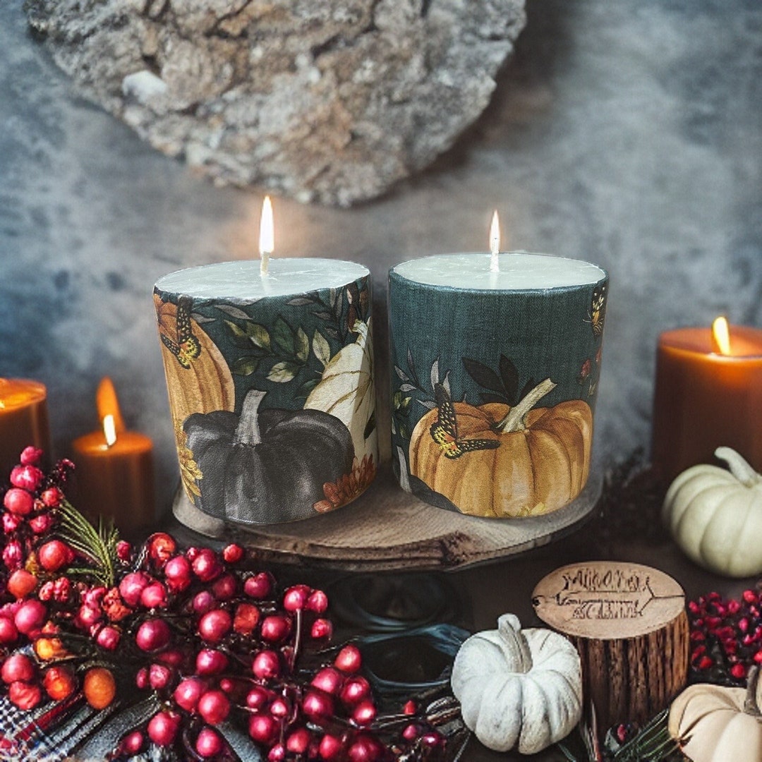 Sacramento Harvest Twin Fall Decotage Pillar Candle 7.6cm X - Etsy