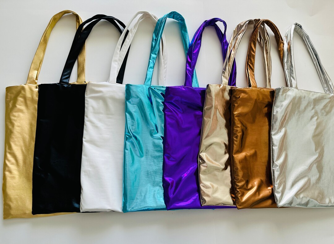 Metallic Tote Bag Bridesmaid Bag Gold Metallic Shoulder Bag Shopper Bag ...