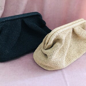 Raffia Cloud Bag Women’s Straw Summer Pouch Bag Wicker Beach Clutch ...