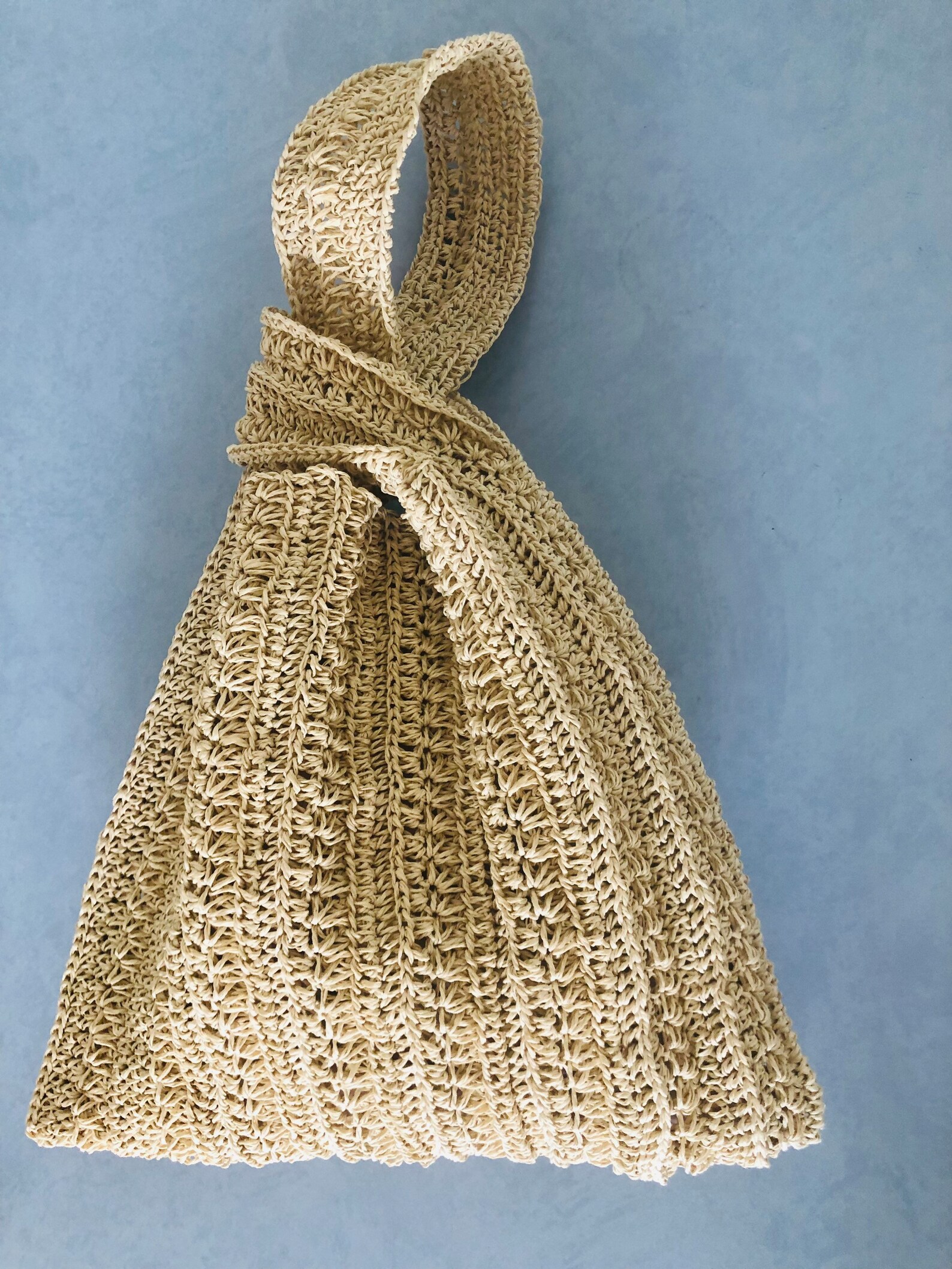 Raffia Knot Bag Japanese Knot Bag in Beige Raffia Wristlet Handbag Hobo ...