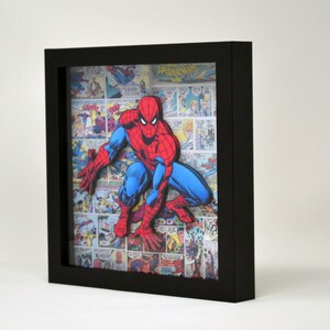 Spiderman Comic Book Shadow Box Wall Art, Handmade Spider Man Comic ...