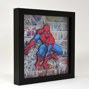 Spiderman Comic Book Shadow Box Wall Art, Handmade Spider Man Comic ...