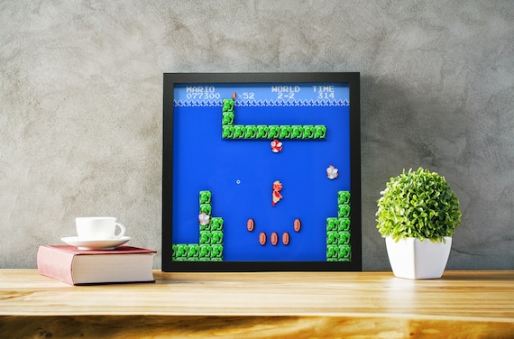 Super Mario Bros Water World Shadow Box Wall Art Video Game - Etsy