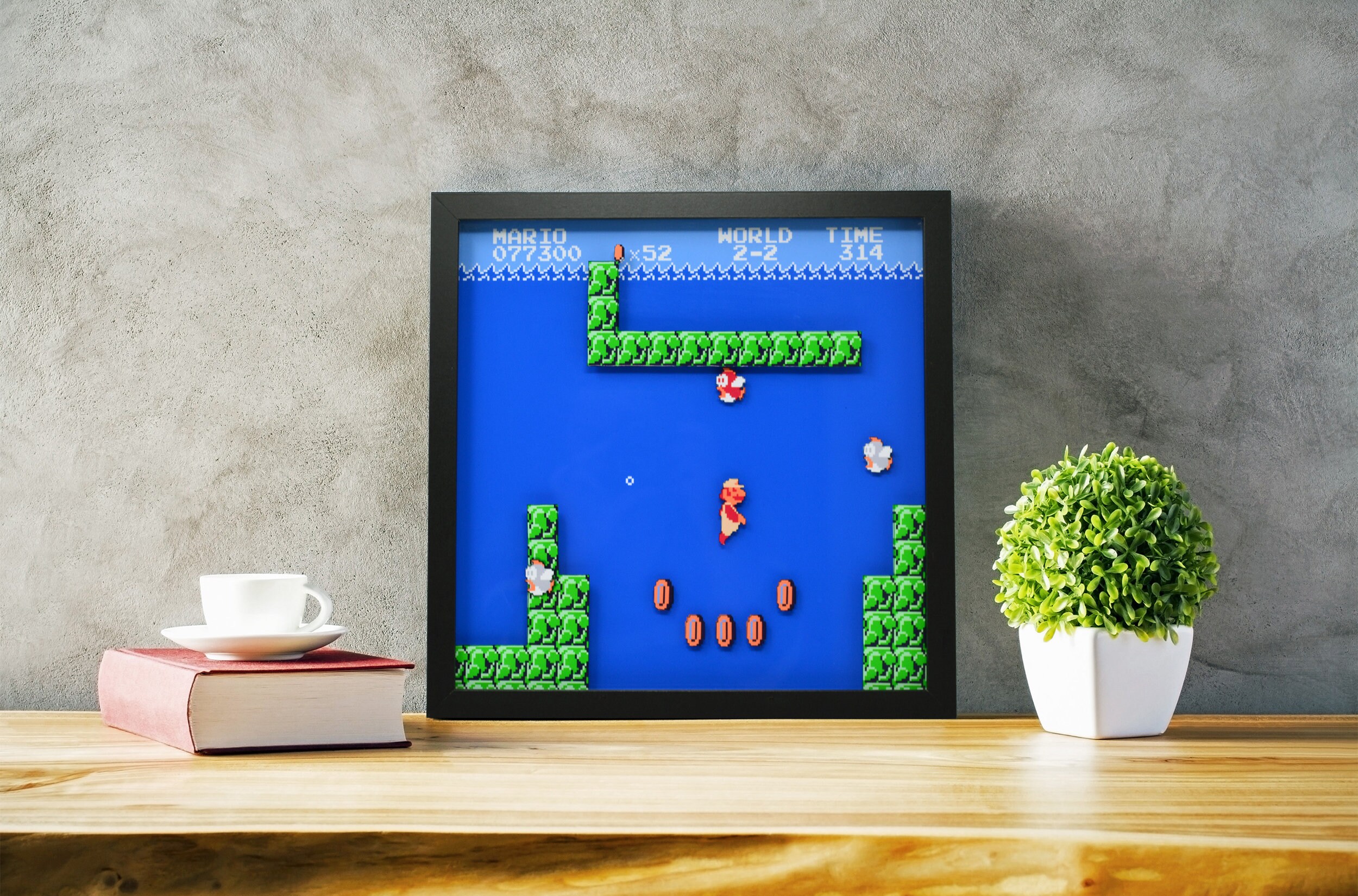 Super Mario Bros Water World Shadow Box Wall Art Video Game - Etsy