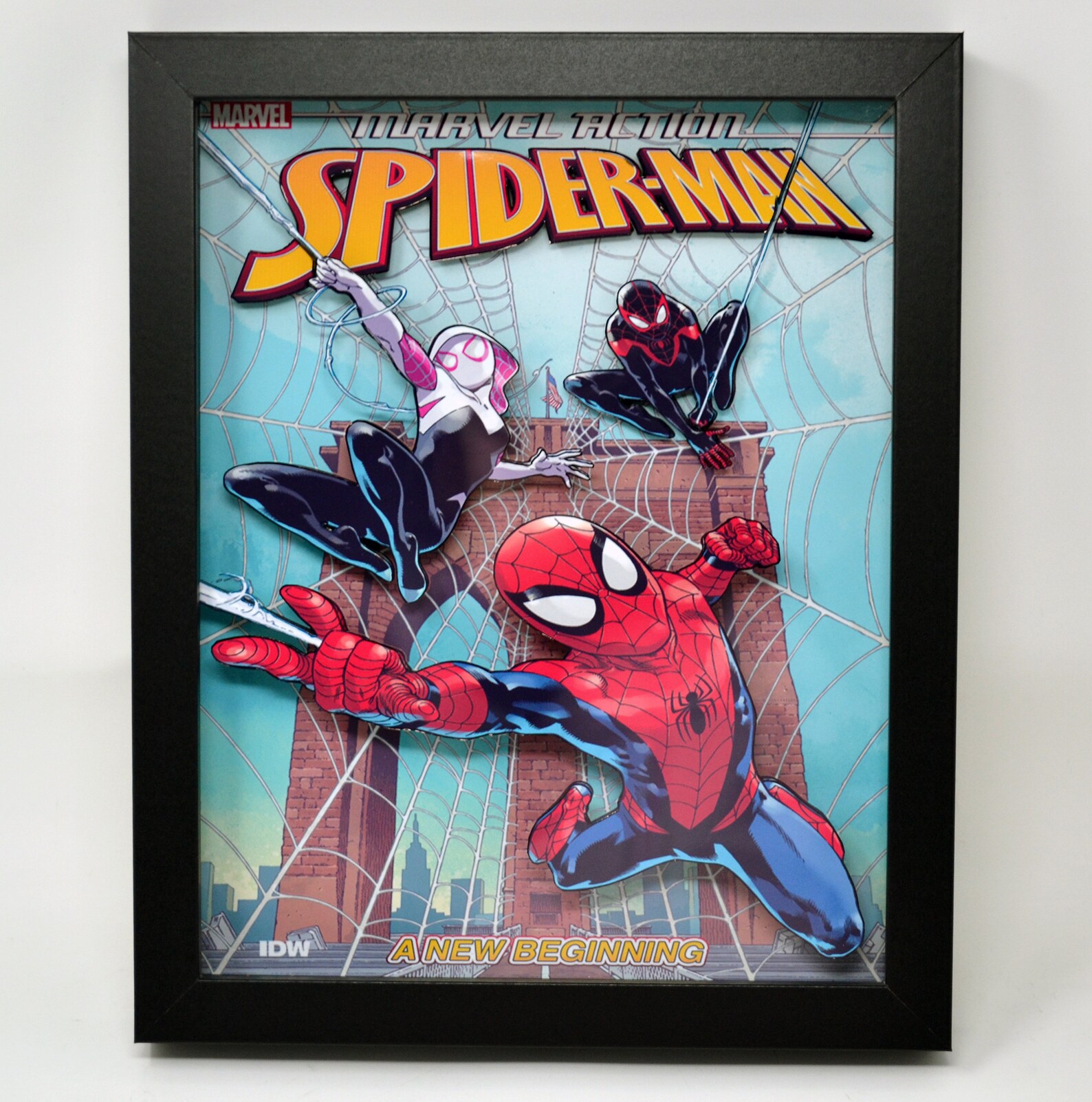 Spiderman Comic Book Cover Shadow Box Wall Art, Handmade Spider Man ...