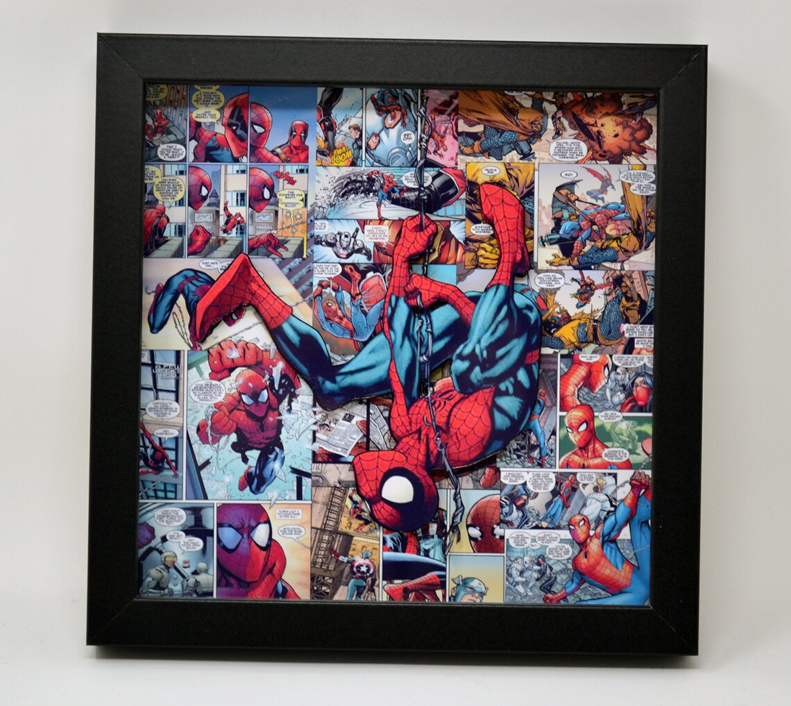 Spiderman Comic Book Shadow Box Wall Art the Amazing Spider - Etsy