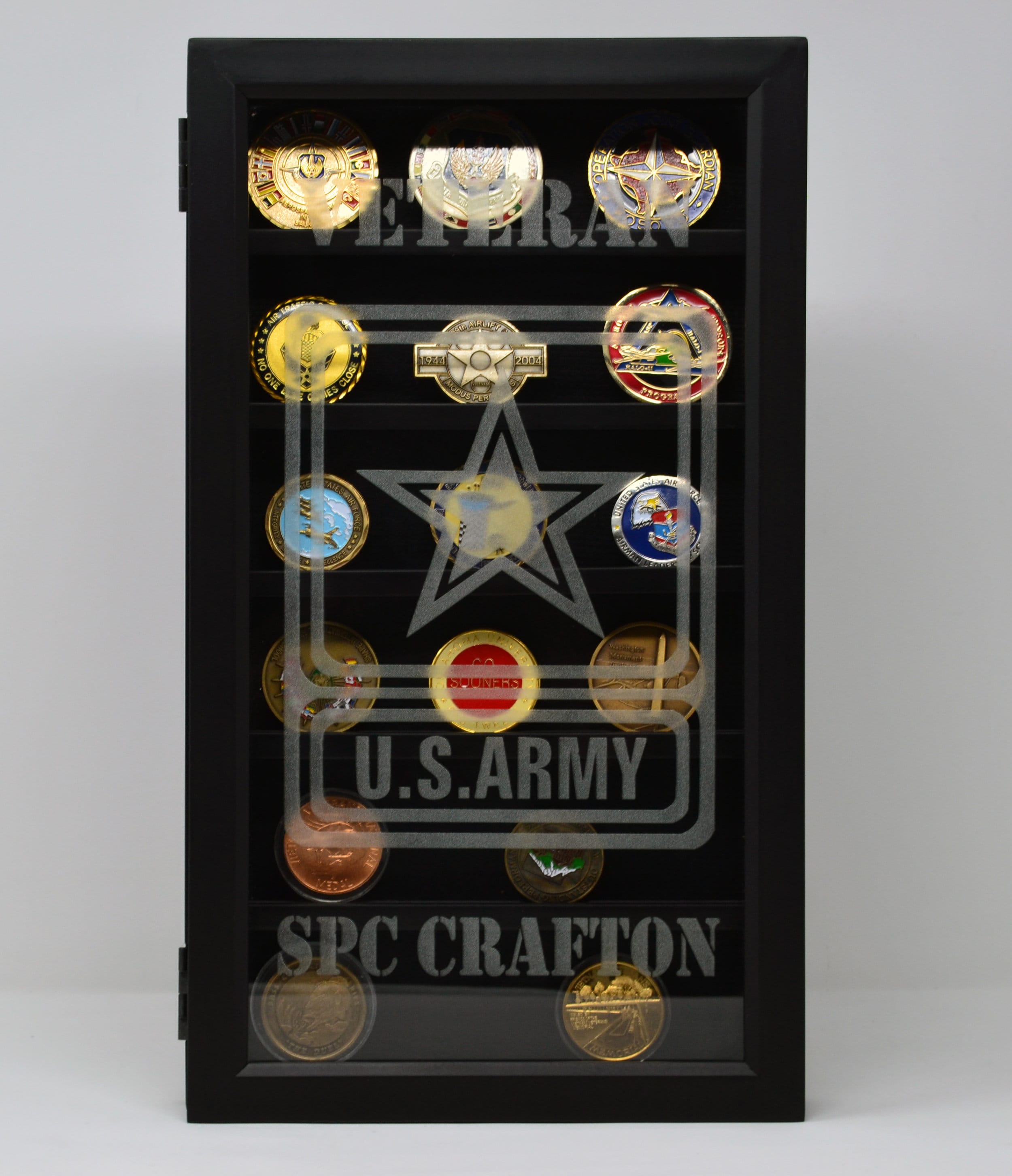 Home & Living Custom Made Army Challenge Coin Display Case Home Decor ...