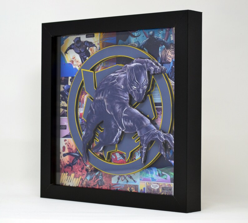 Black Panther 3D Comic Book Shadow Box Decor | Etsy
