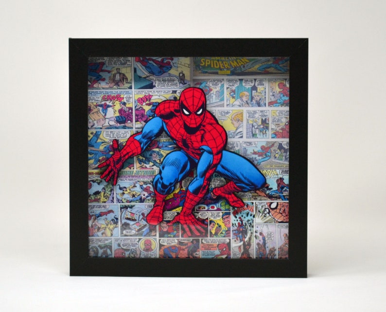 Spiderman Comic Book Shadow Box Wall Art Handmade Spider Man - Etsy