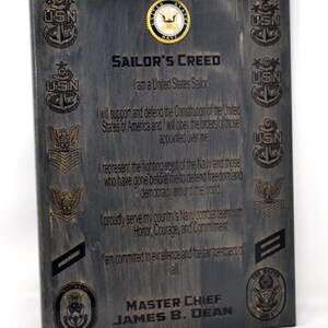 US Navy Sailor's Creed Gift, Custom Military Gift, Personalized Going ...