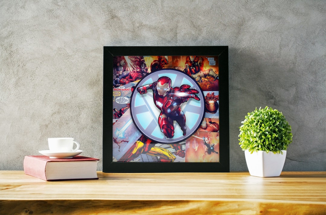 Iron Man 3D Comic Book Shadow Box Decor - Etsy