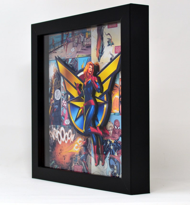 Captain Marvel 3D Comic Book Shadow Box Decor - Etsy