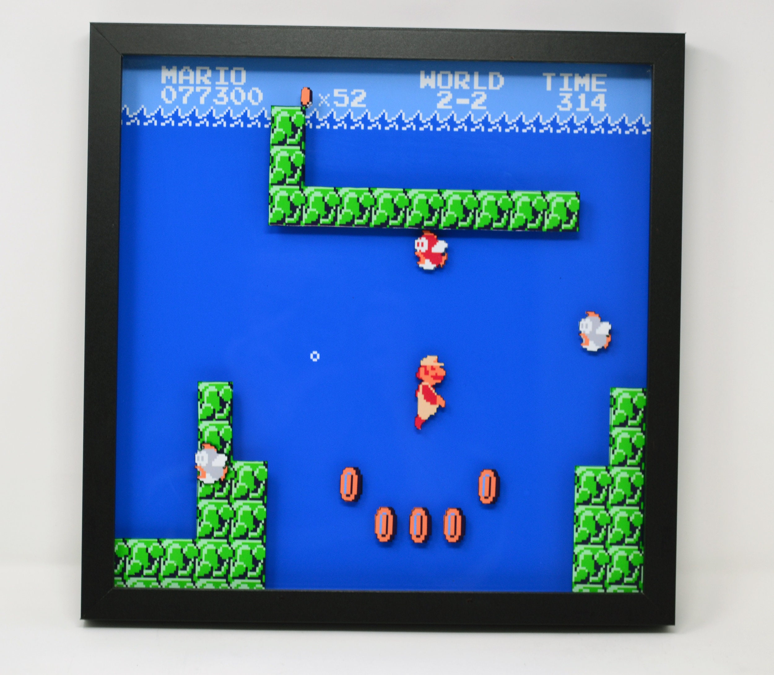 Super Mario Bros Water World Shadow Box Wall Art Video Game - Etsy