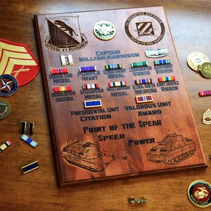 Custom Military Ribbon Display Plaque: Personalized Veteran Retirement ...