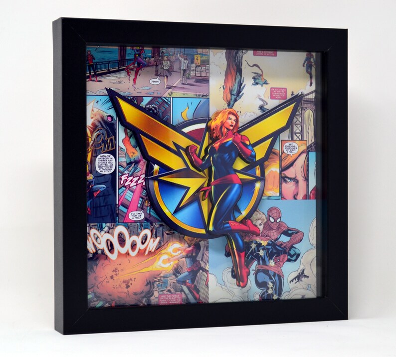 Captain Marvel 3D Comic Book Shadow Box Decor - Etsy