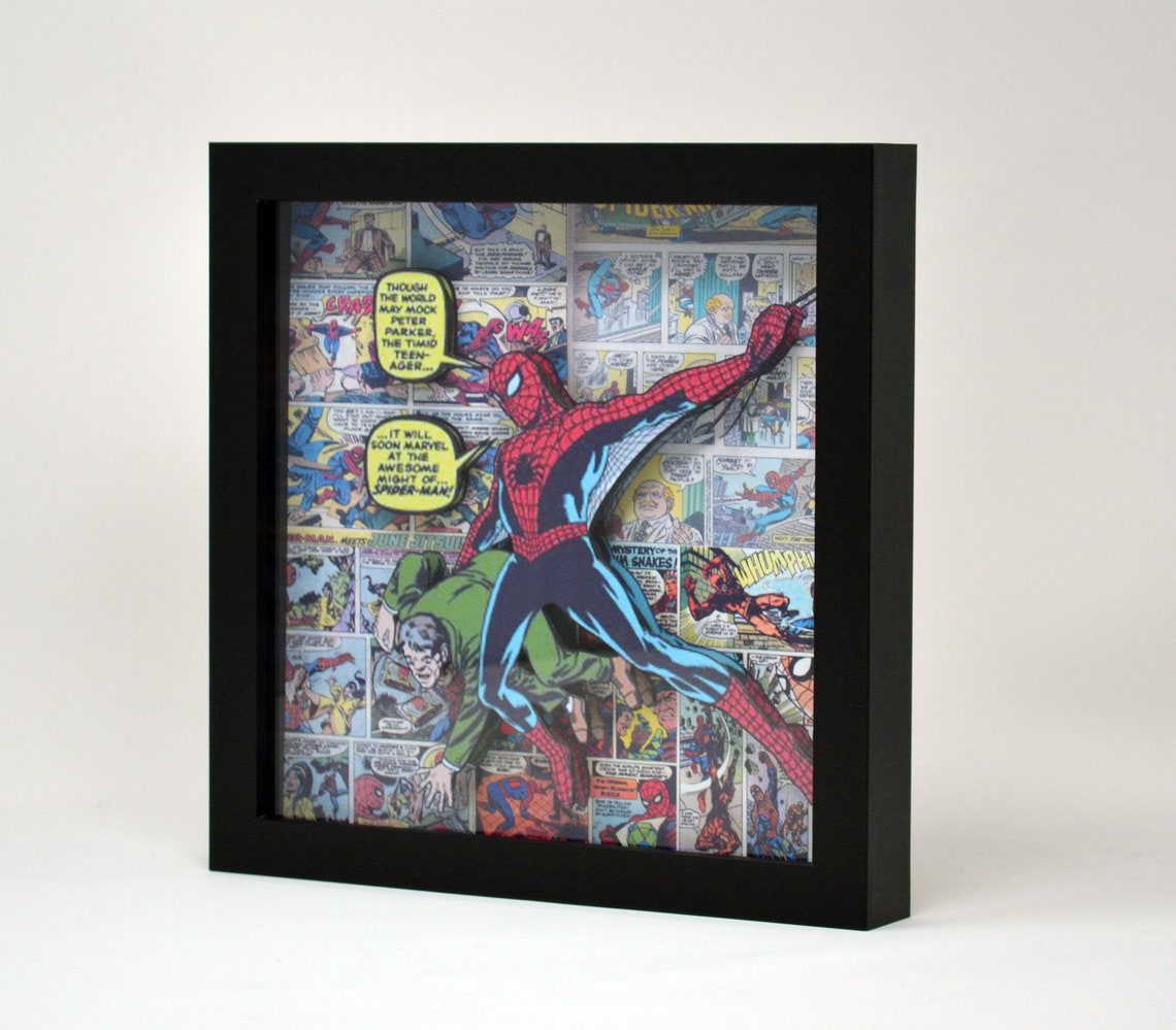 Classic Spiderman 3D Comic Book Shadow Box Decor - Etsy