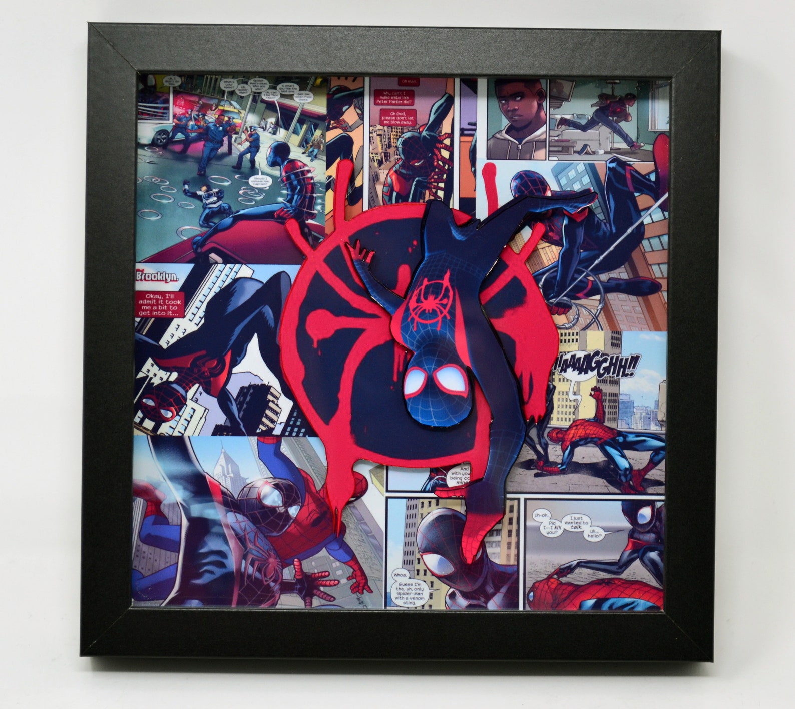 Miles Morales Spiderman Comic Book 3D Shadow Box Decor - Etsy