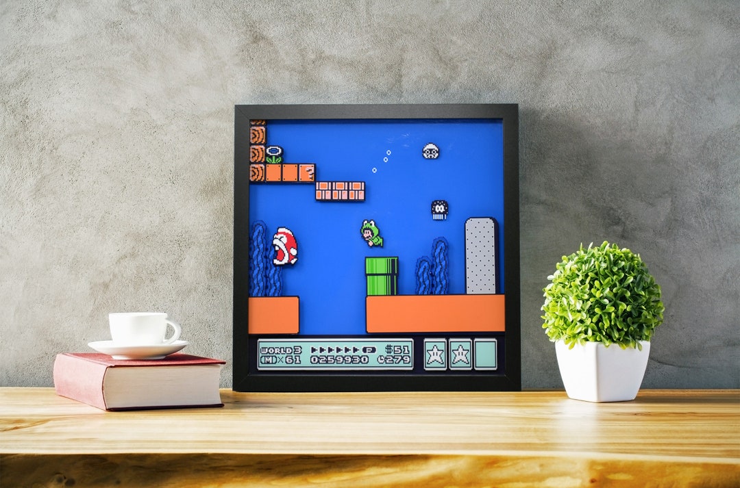 Super Mario Bros Video Game Shadow Box Decor - Etsy