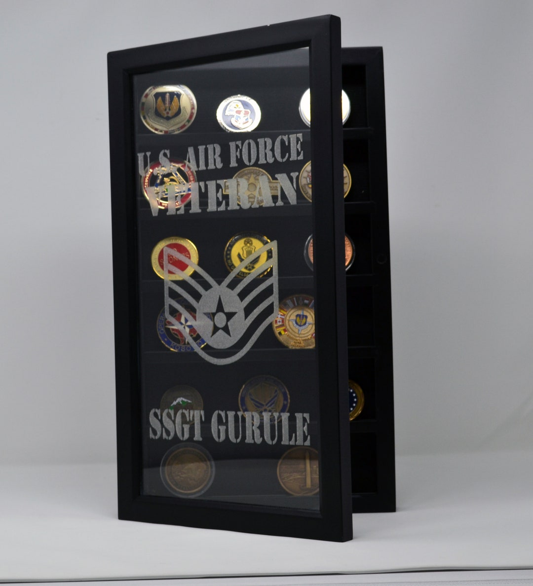 Custom Military Challenge Coin Display Case: Free Engraving, Wall ...