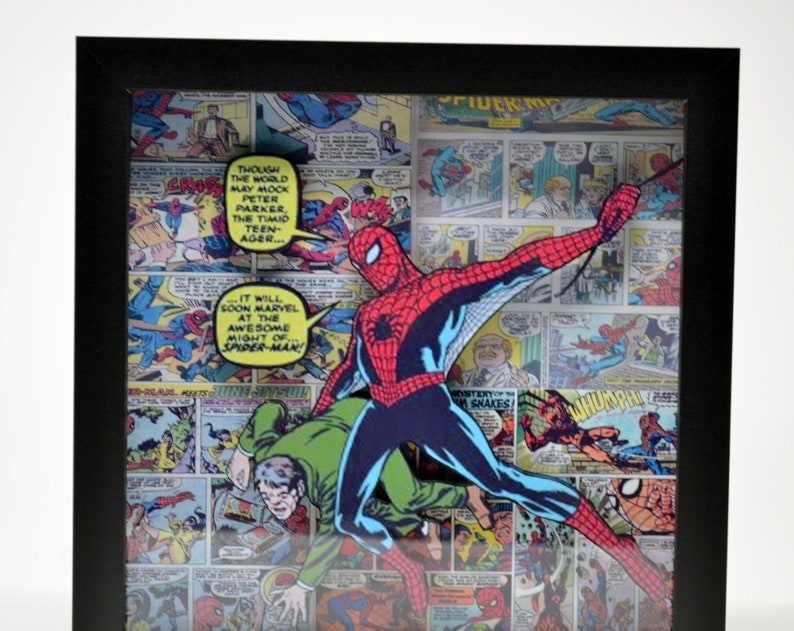 Classic Spiderman 3D Comic Book Shadow Box Decor - Etsy