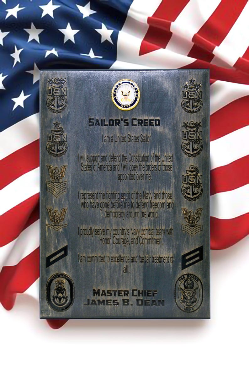 Custom Engraved US Navy Sailor's Creed Plaque: Military Gift - Etsy