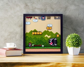 Super Mario Bros Video Game Shadow Box Wall Art - Etsy