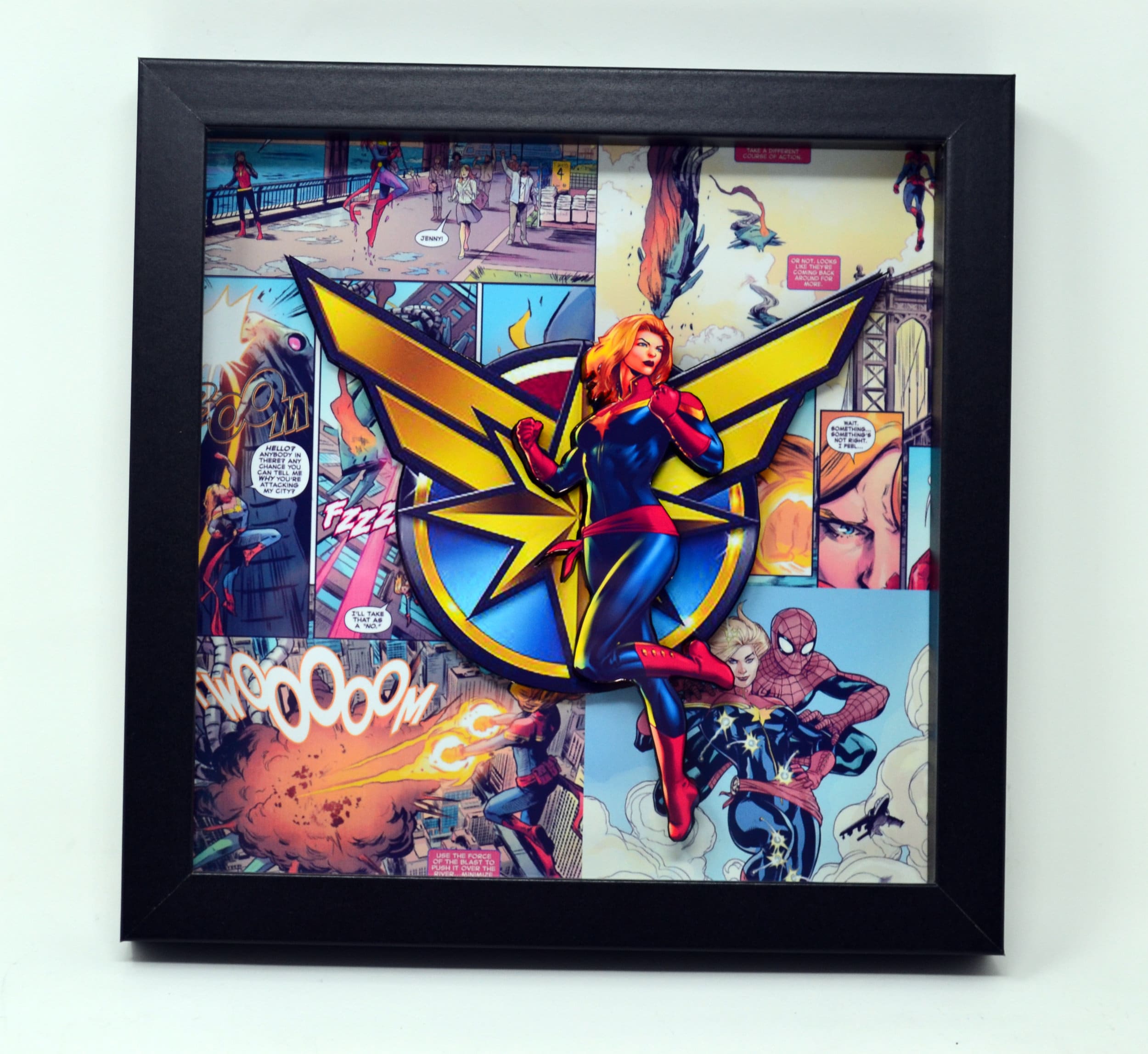Captain Marvel 3D Comic Book Shadow Box Decor - Etsy