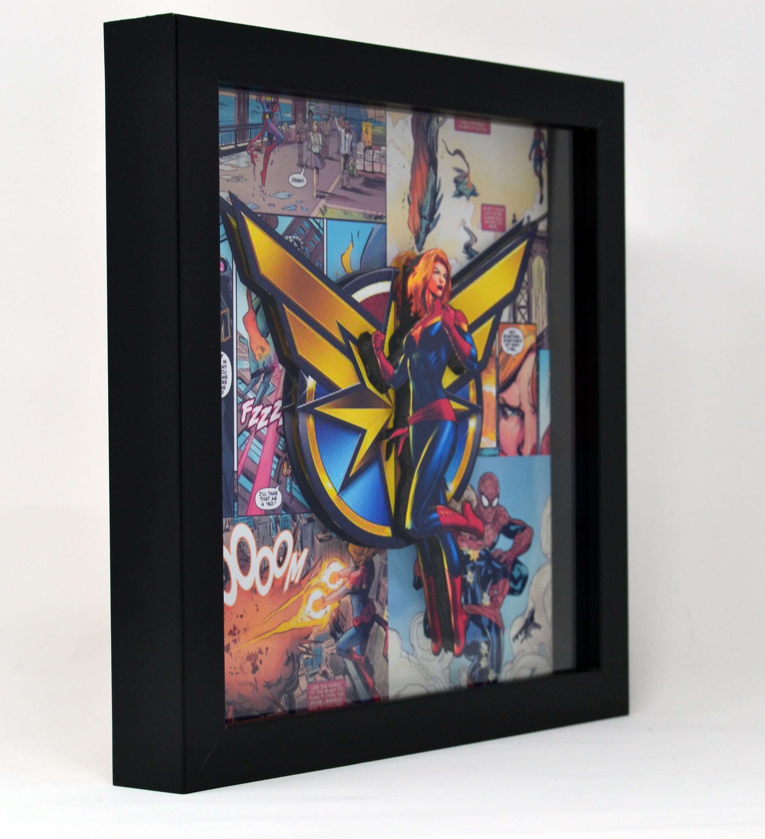 Captain Marvel 3D Comic Book Shadow Box Decor - Etsy
