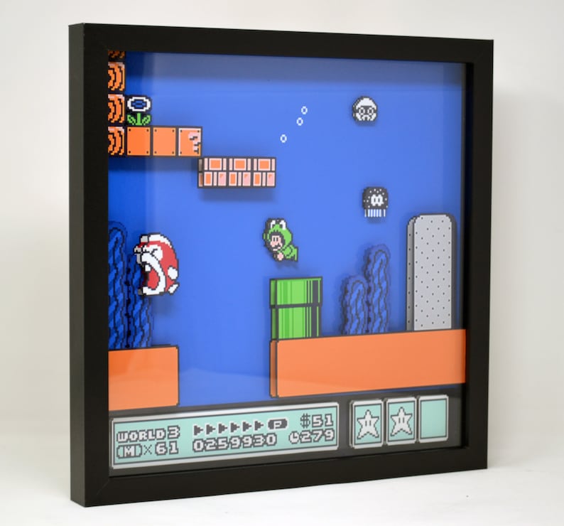 Super Mario Bros Video Game Shadow Box Decor | Etsy