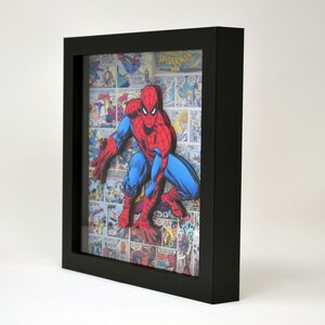 Spiderman Comic Book Shadow Box Wall Art, Handmade Spider Man Comic ...