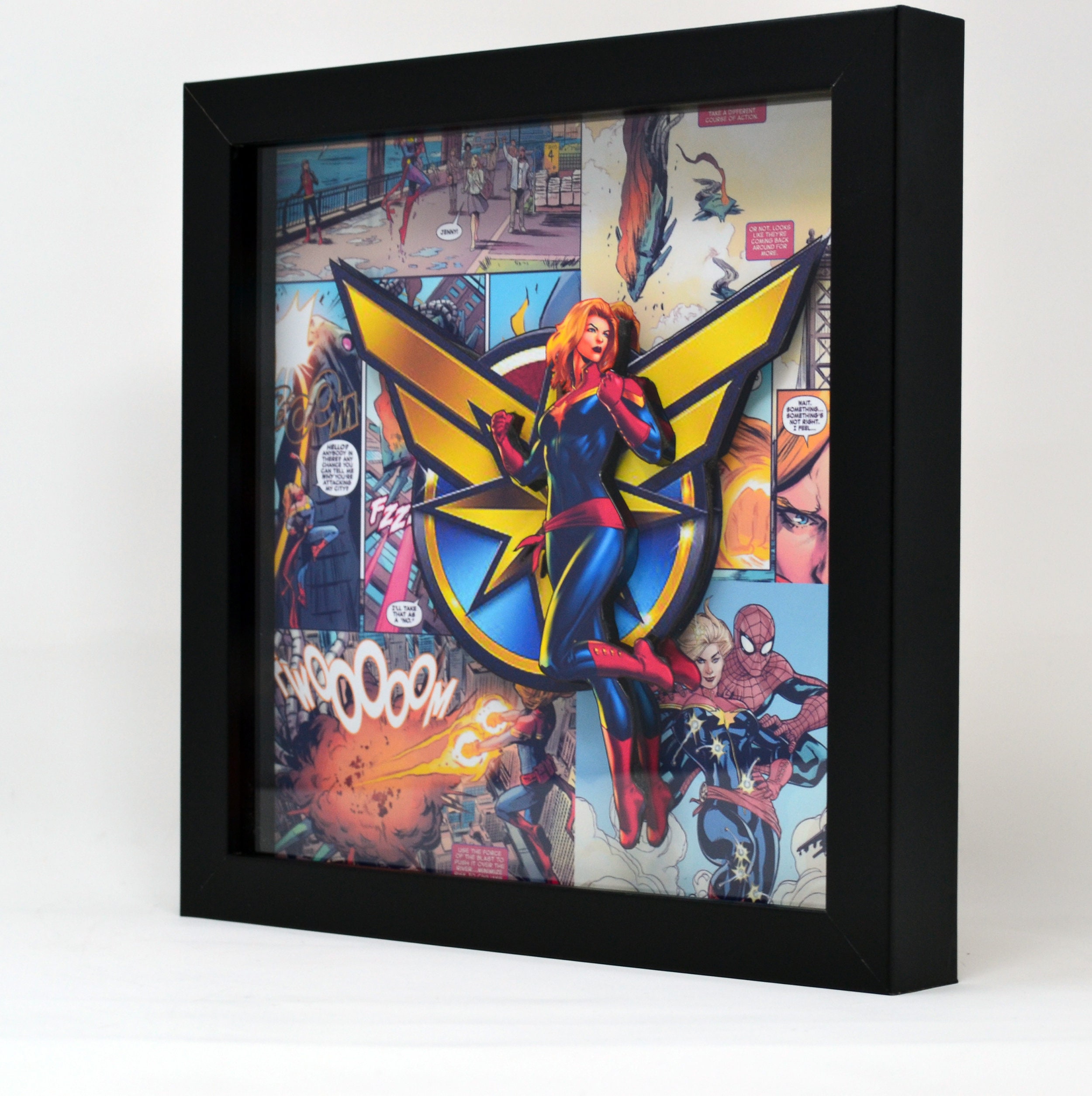 Captain Marvel 3D Comic Book Shadow Box Decor - Etsy