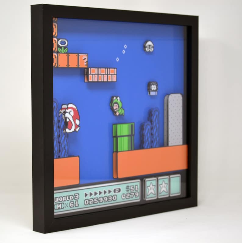 Super Mario Bros Video Game Shadow Box Decor | Etsy