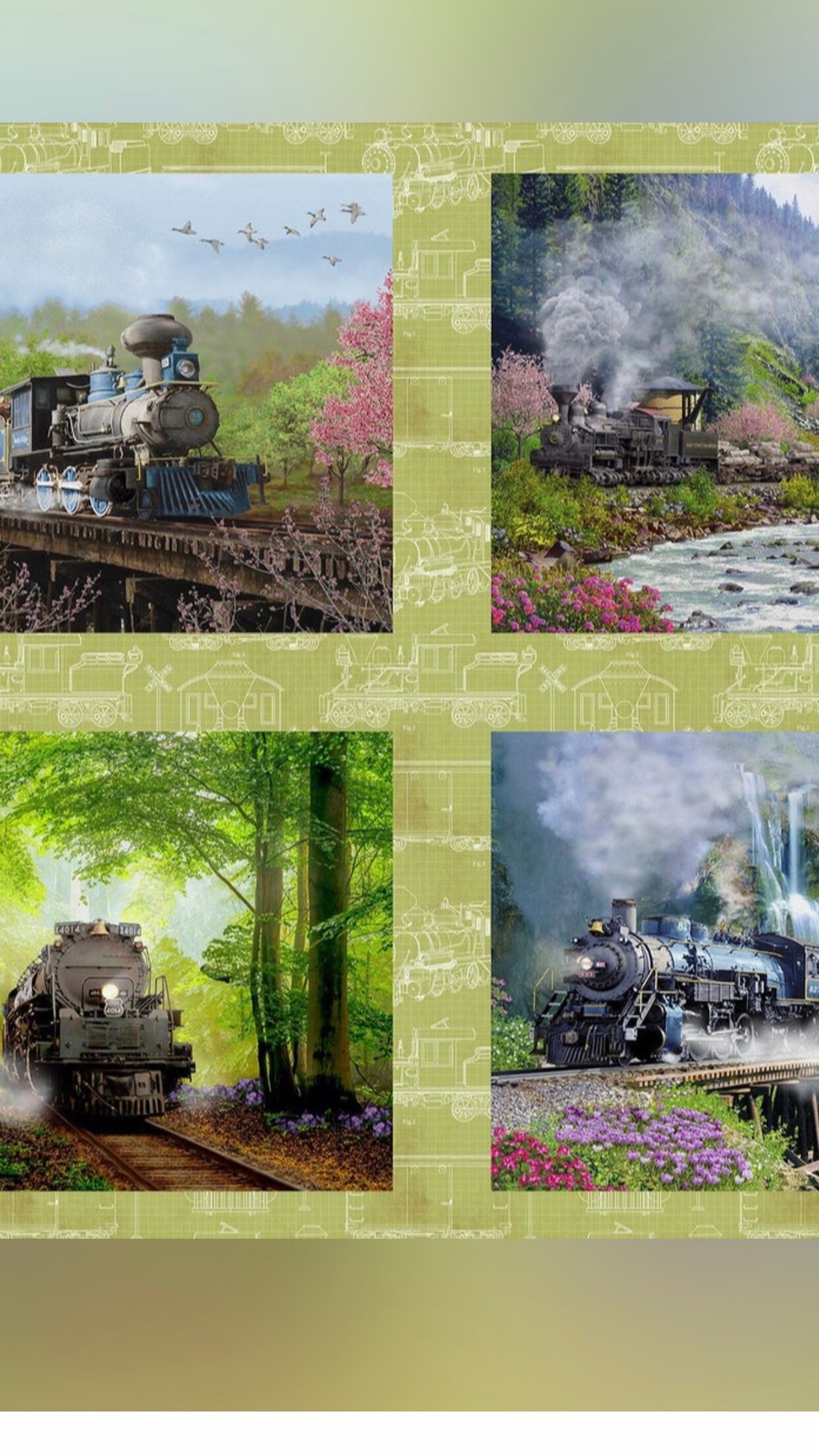 Steam in the Spring Train Panels Fabric - Etsy