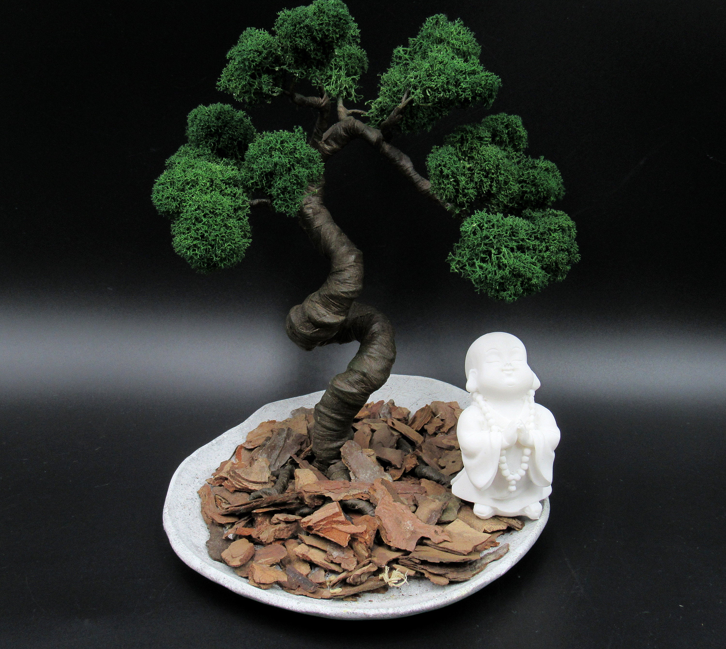 Zen Garden Buddhist Monk Statue Artificial Tree Spiiritual - Etsy Australia
