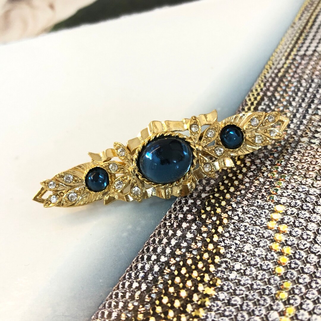 VINTAGE SPHINX Brooch Neo Classic Blue Crystal - Etsy