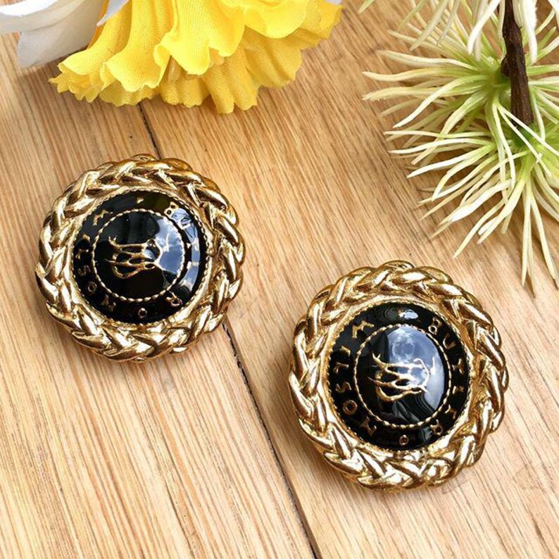 VINTAGE BW Butler & Wilson Clip-on Earrings - Black Round - Etsy