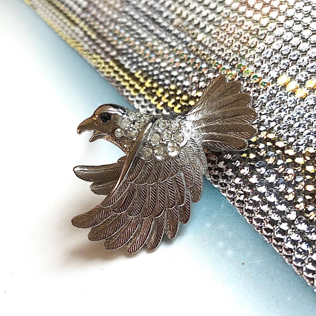 VINTAGE SPHINX Brooch – Eagle Bald Eagle Raptor Vulture Crystal - Etsy