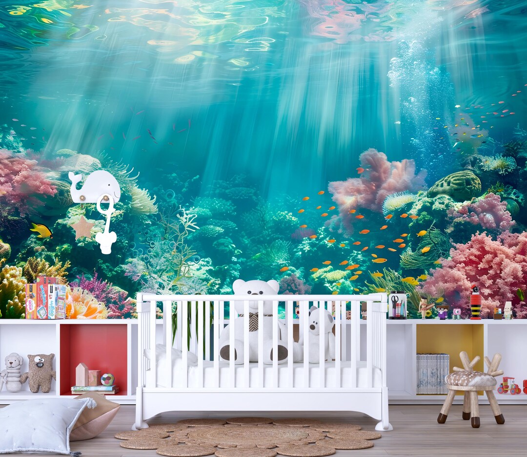 Underwater Coral Reef Wall Mural – Ocean Sea Life Wallpaper, Kids Room ...