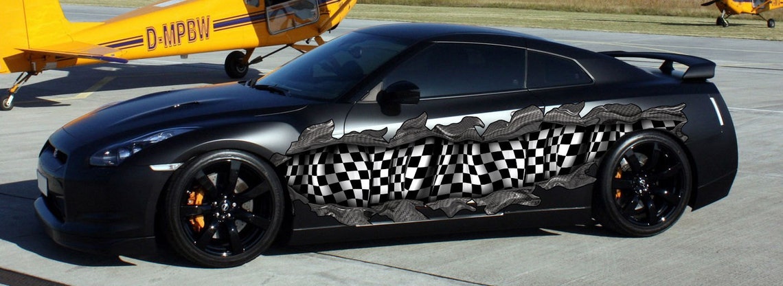 Checkered Flag Full Color Car Vinyl Design Racing Flag Wrap | Etsy