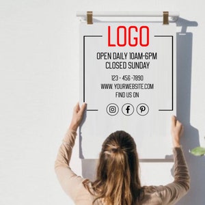 Hours Decal, Office Hours Decal, Hours of Operation Decal, Business ...