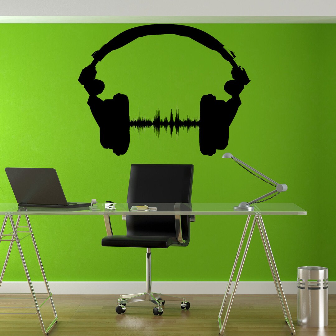 Headphones DJ Full Color Decal, Headphones Full Color Sticker, Wall Art ...