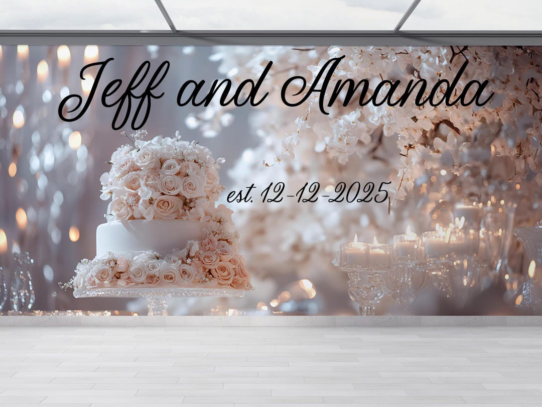 Elegant Wedding Backdrop Banner With Names & Date – Personalized Floral ...