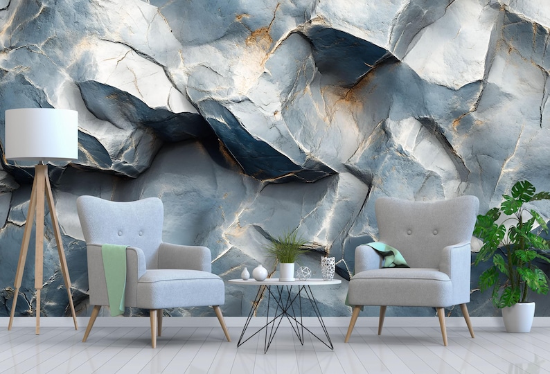 3D Stone Wall Mural Wallpaper | Modern Textured Rock Background for ...