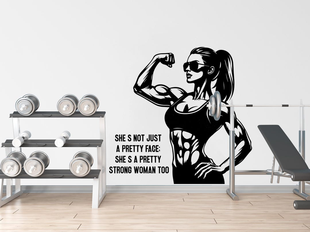 Girl Gym Wall Decal Power Fitness Women Squat Decor Workout Art Vinyl ...